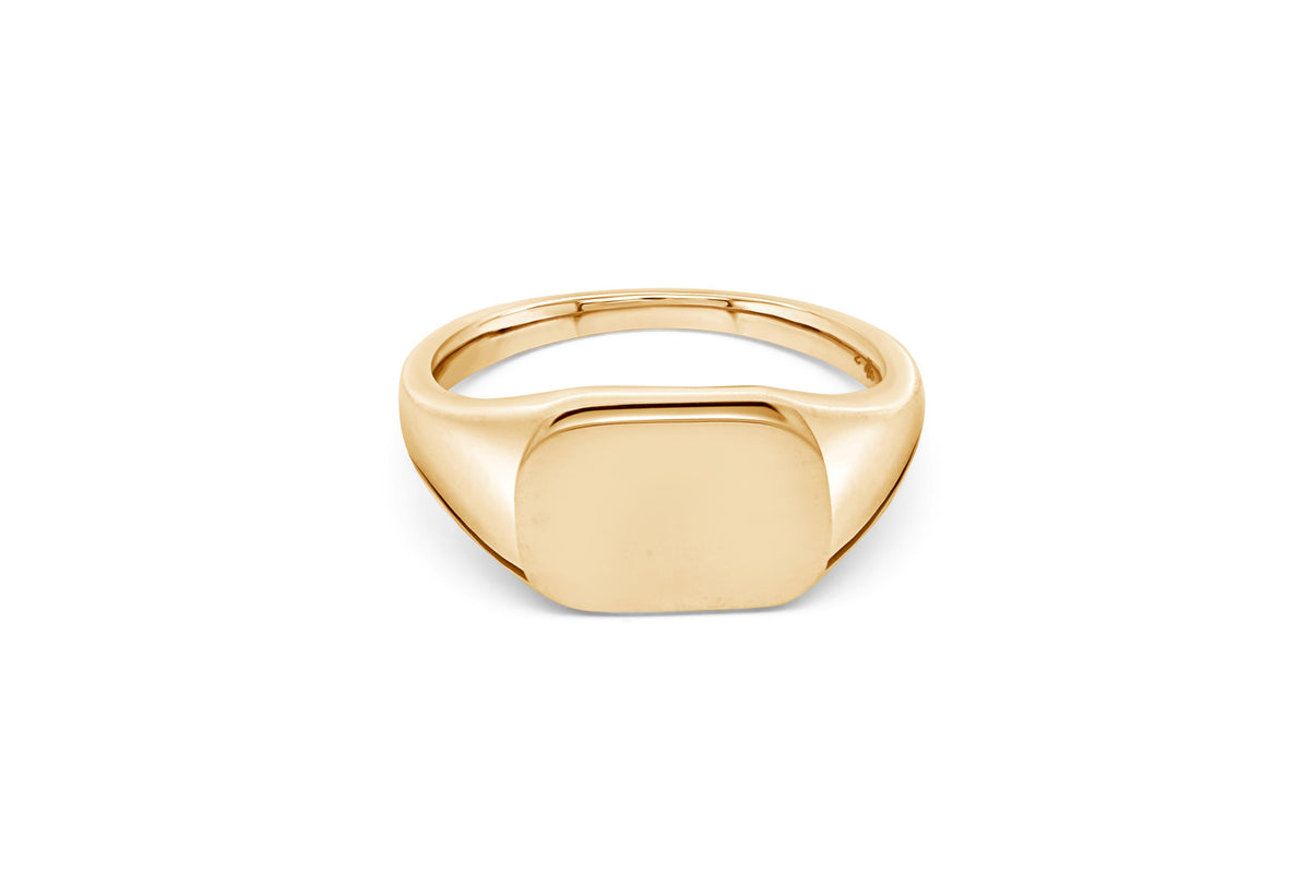 Yellow Gold Round Square Signet Ring — Bogart's Jewellers