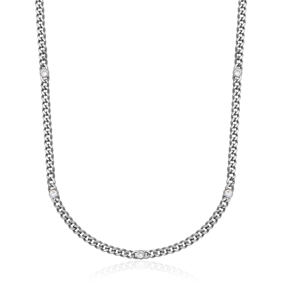 Steelx Stainless Steel CZ Curb Chain — Bogart's Jewellers